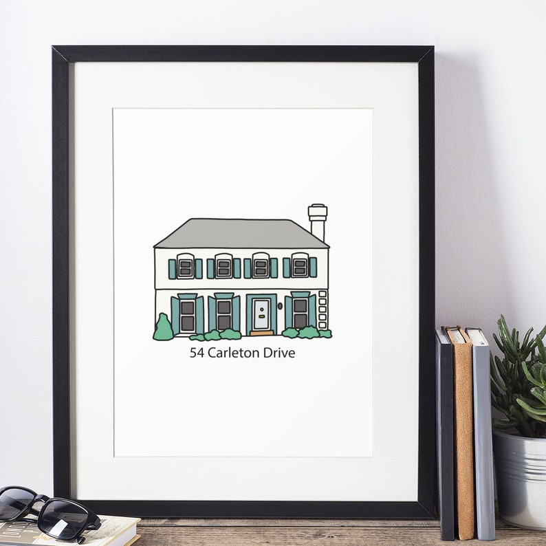 Our First Home Illustrated Portrait Print / New House Gift / Cartoon ...