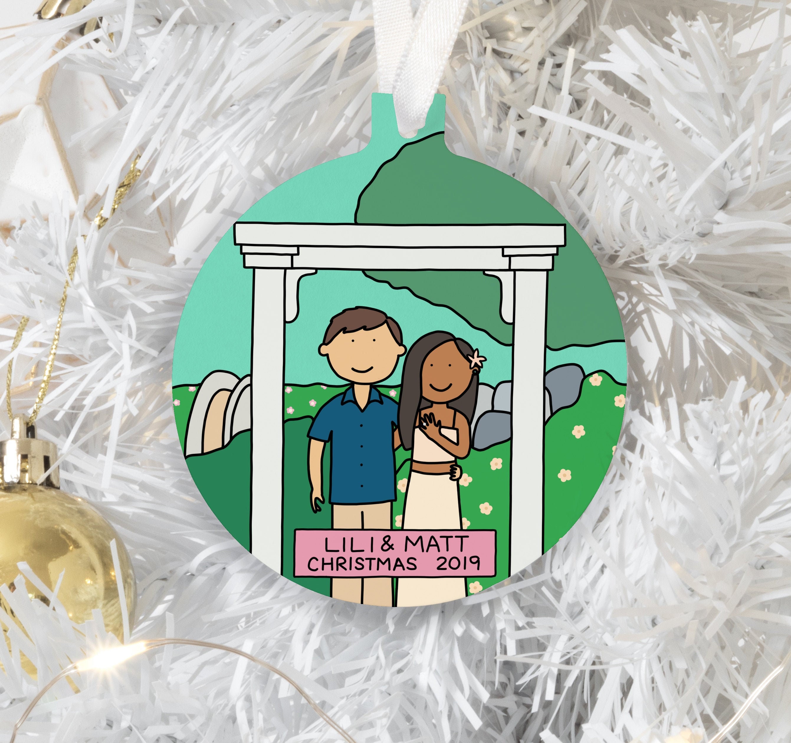 Custom Illustrated Portrait From Photo Christmas Ornament - Etsy