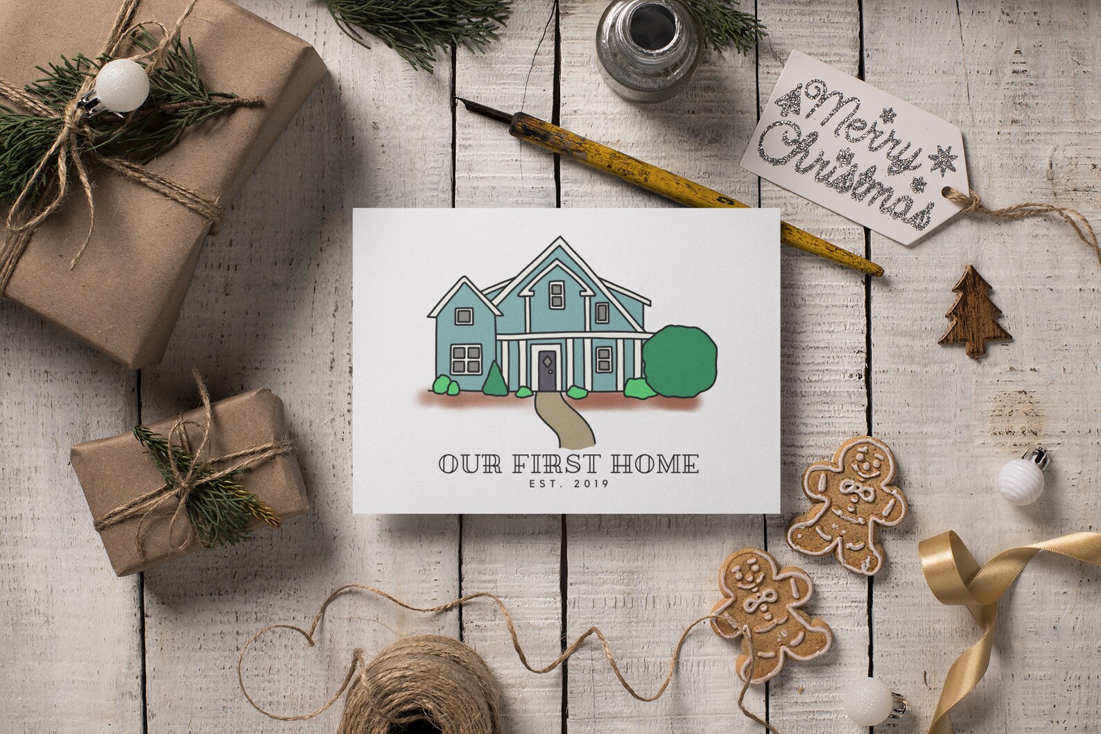 Our First Home Illustrated Portrait Print / New House Gift / - Etsy