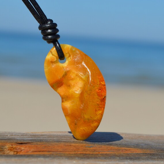 Amber Pendant Amulet/ Genuine Baltic Amber Stone/ Bernstein - Etsy