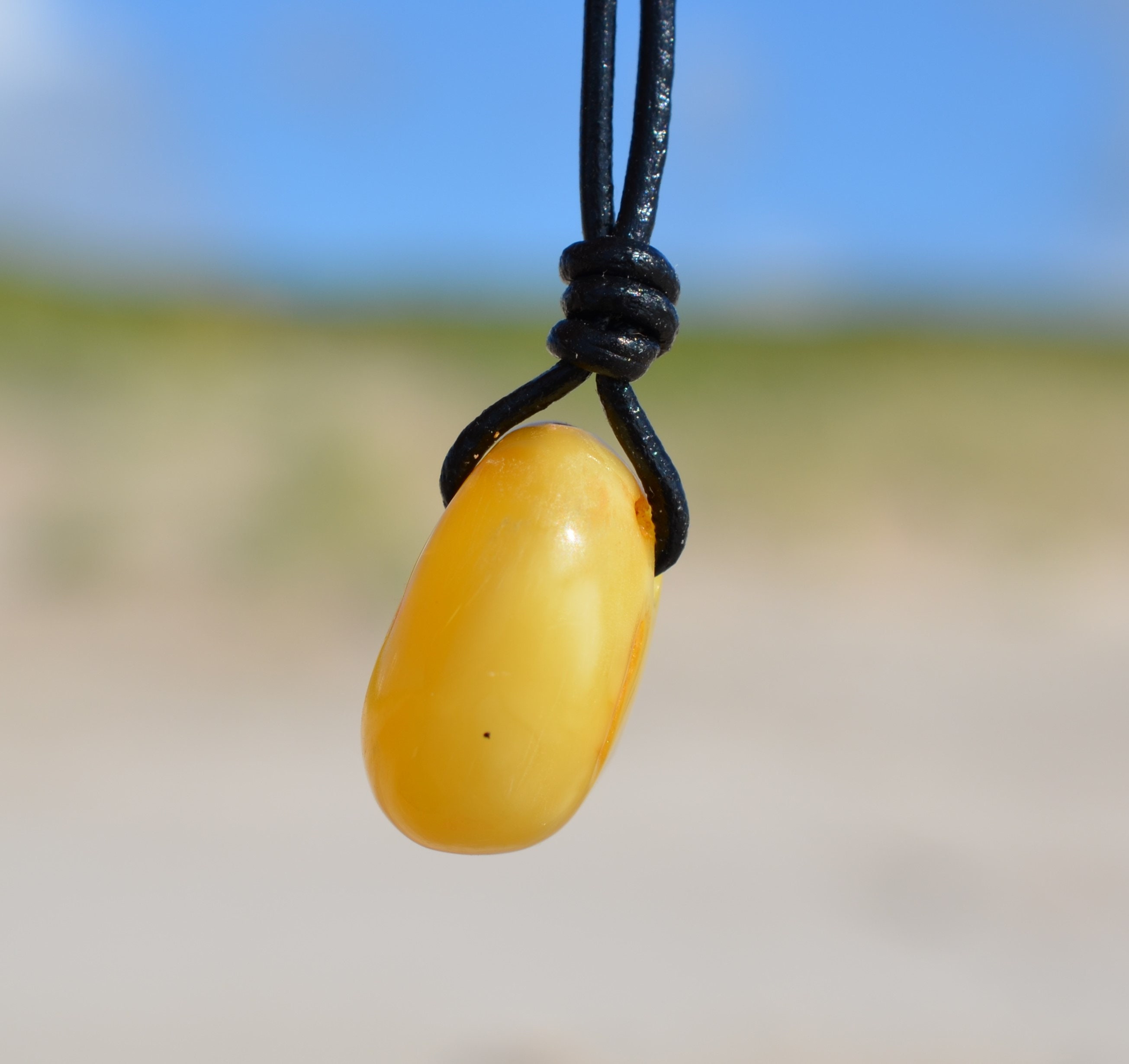 Amber Amulet Pendant/ White Baltic Amber Stone/ Gift for Men or Women ...