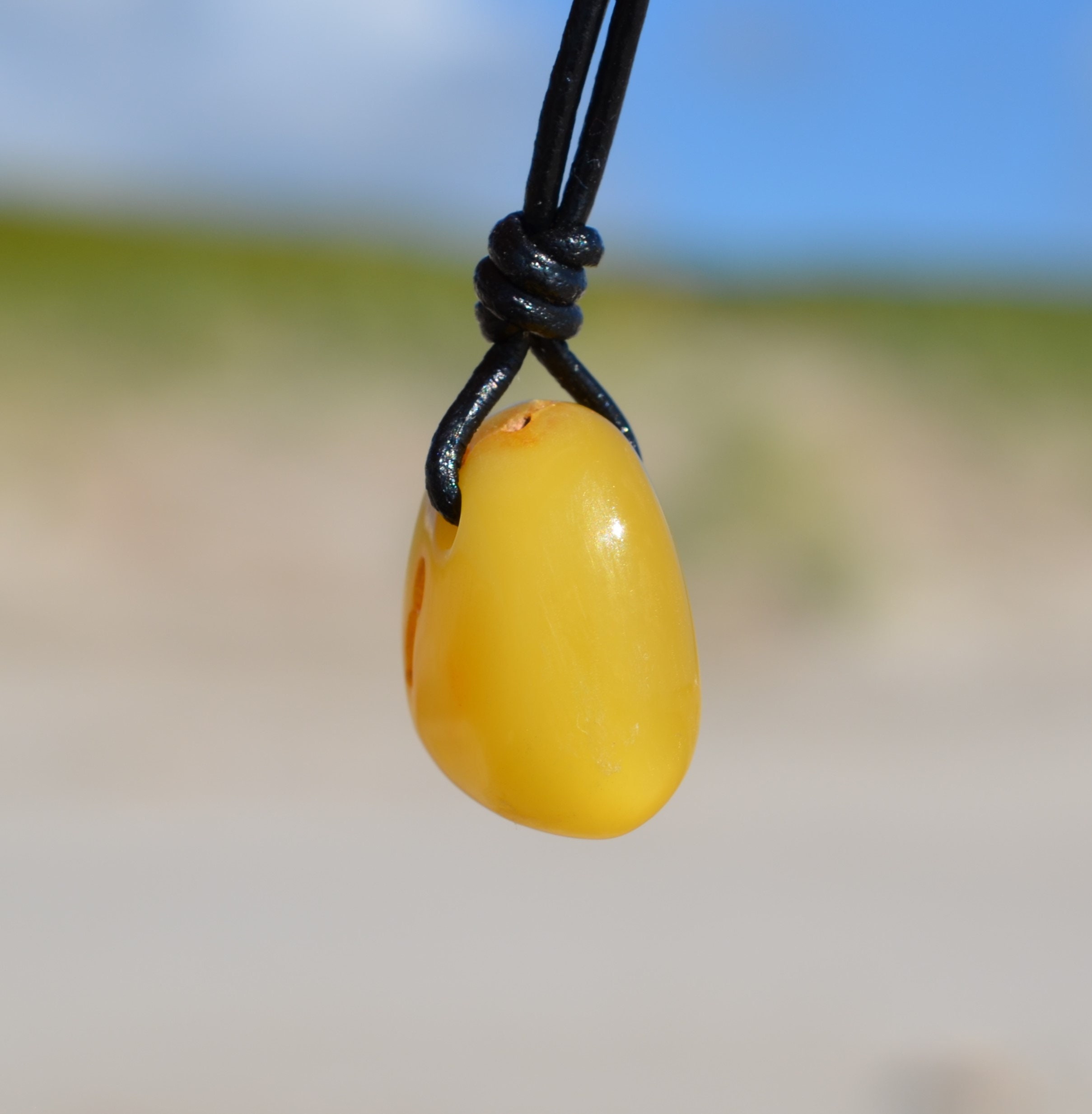 Amber Amulet Pendant/ White Baltic Amber Stone/ Gift for Men or Women ...