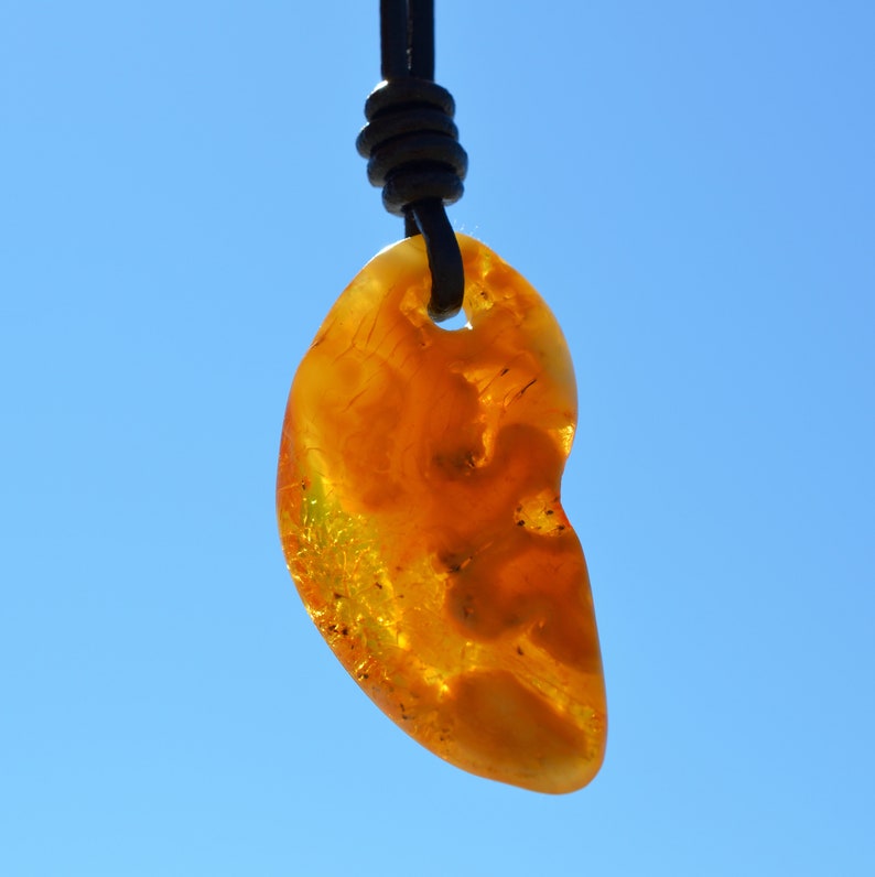 Amber Pendant Amulet/ Genuine Baltic Amber Stone/ Bernstein - Etsy
