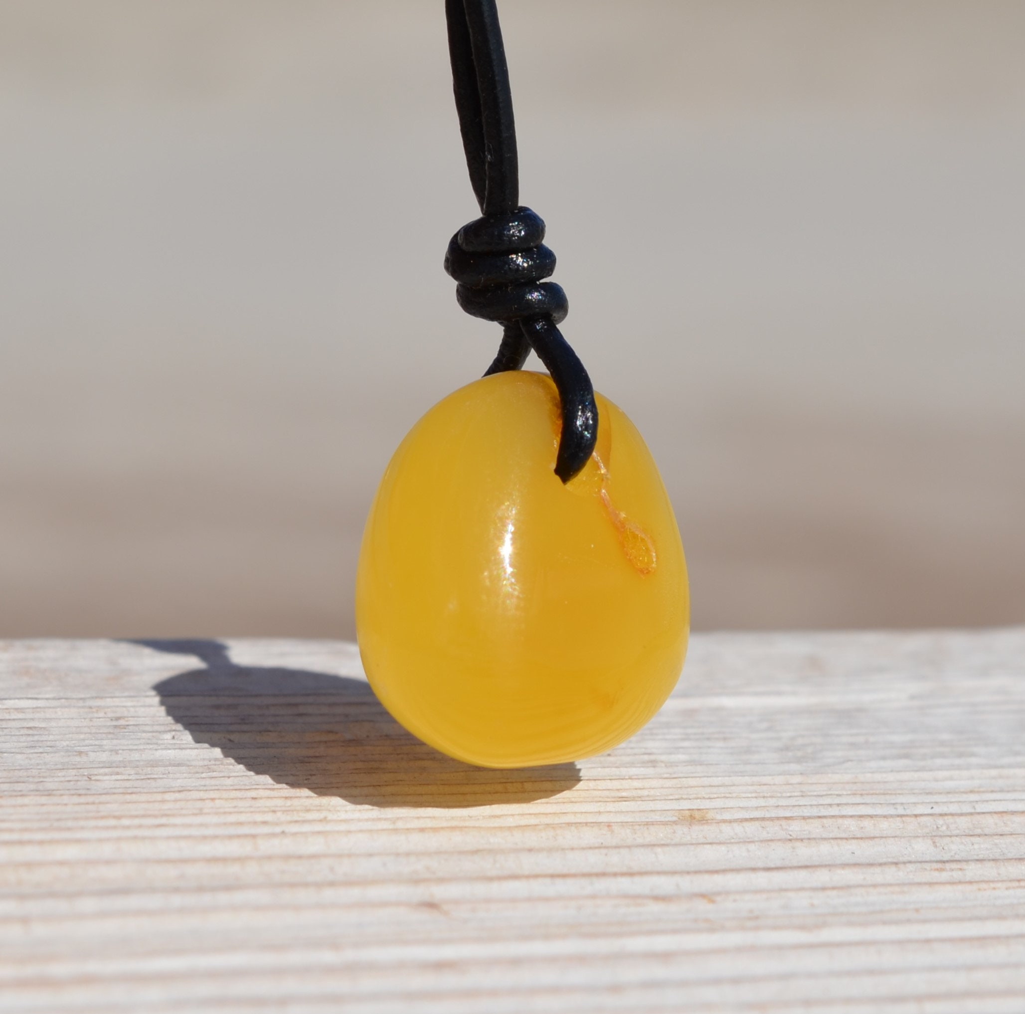 Amber Amulet Pendant/ White Baltic Amber Stone/ Gift for Men or Women ...