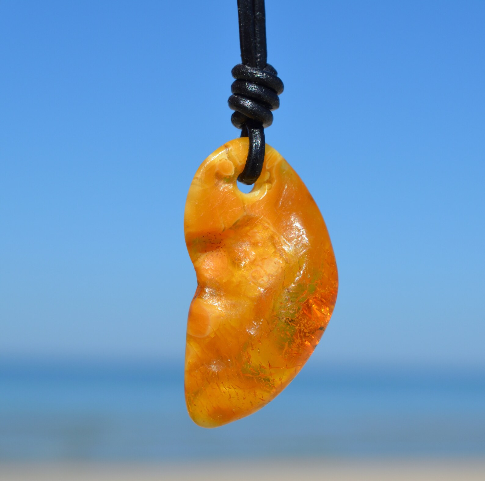 Amber Pendant Amulet/ Genuine Baltic Amber Stone/ Bernstein - Etsy