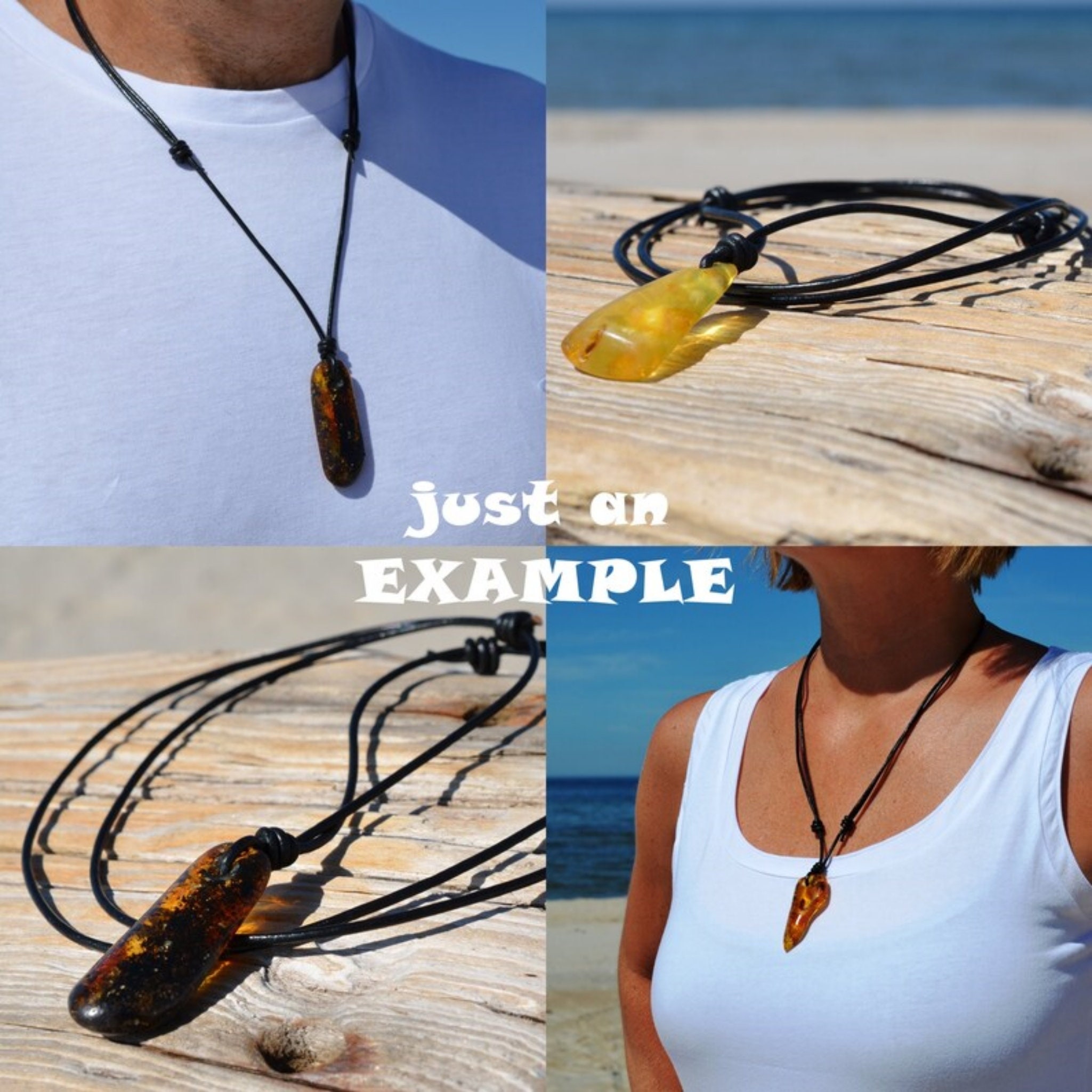 Amber Amulet, Natural Baltic Amber Stone, Protection Healing Pendant ...