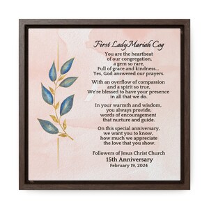 Pastor's Wife Gift, Church Anniversary Canvas Wrapped With Poem ...