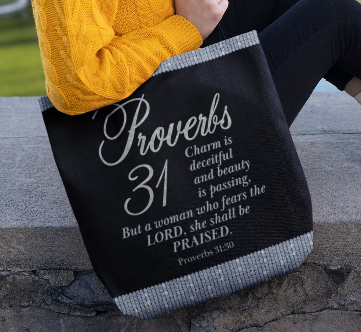 Proverbs 31 Bible Verse Christian Women's Tote Bag, Inspirational Faith ...