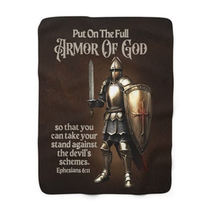 Full Armor of God Sherpa Throw Blanket Christian Bible Verse Gift for ...