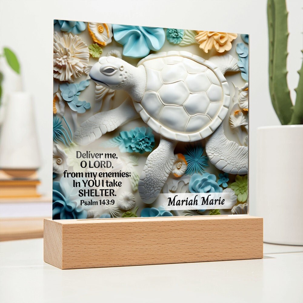 Bible Verse 3D Print Turtle Home Decorative Mini Acrylic Plaque ...