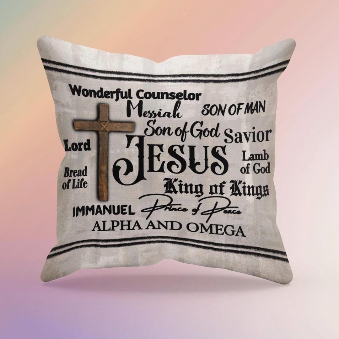 Names of Jesus Throw Pillow Jesus Messiah Lord and Savior Christian ...
