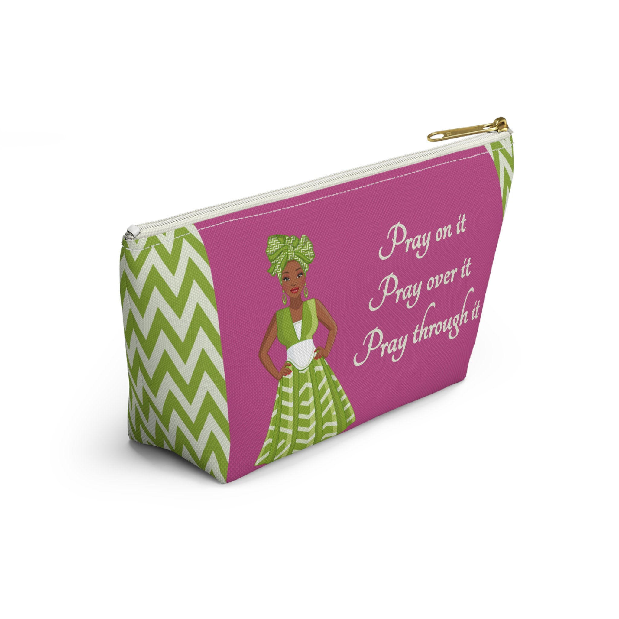 African American Art Cosmetic Bag With Faith Inspired Christian Quote ...