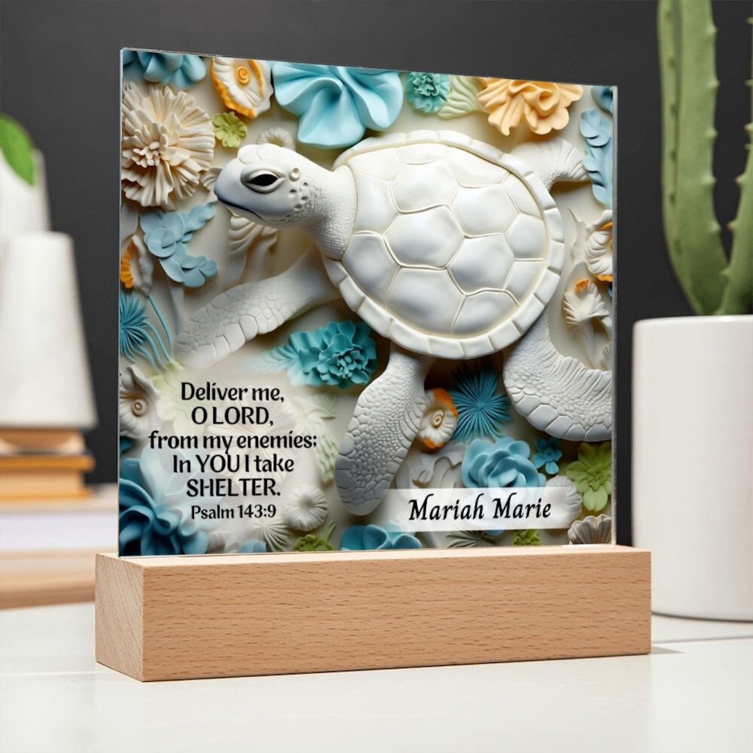 Bible Verse 3D Print Turtle Home Decorative Mini Acrylic Plaque ...