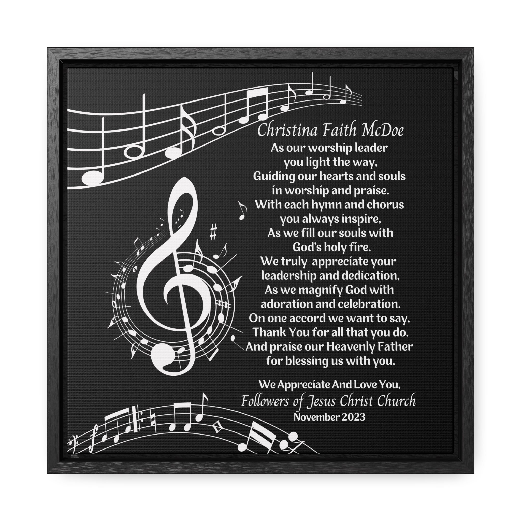 Worship Leader Appreciation Poem Musical Notes and Clef - Etsy