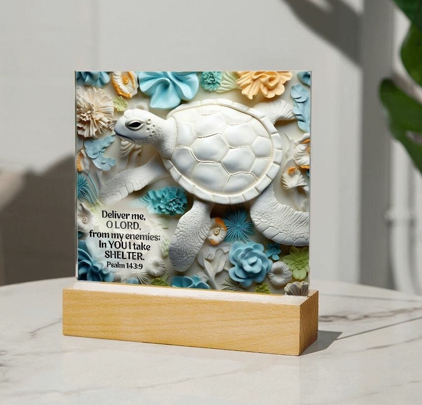 Bible Verse 3D Print Turtle Home Decorative Mini Acrylic Plaque ...
