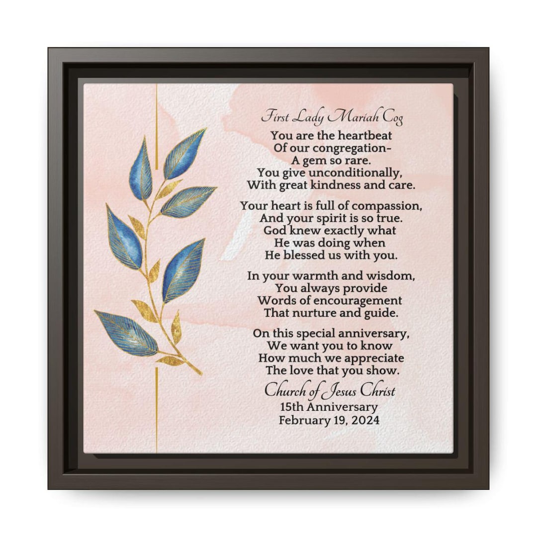 Pastor's Wife Gift | Church Anniversary Framed Canvas Wall Art With ...