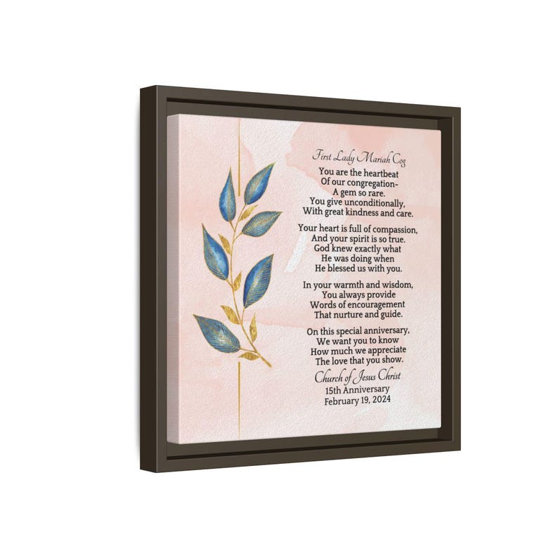 Pastor's Wife Gift | Church Anniversary Framed Canvas Wall Art With ...