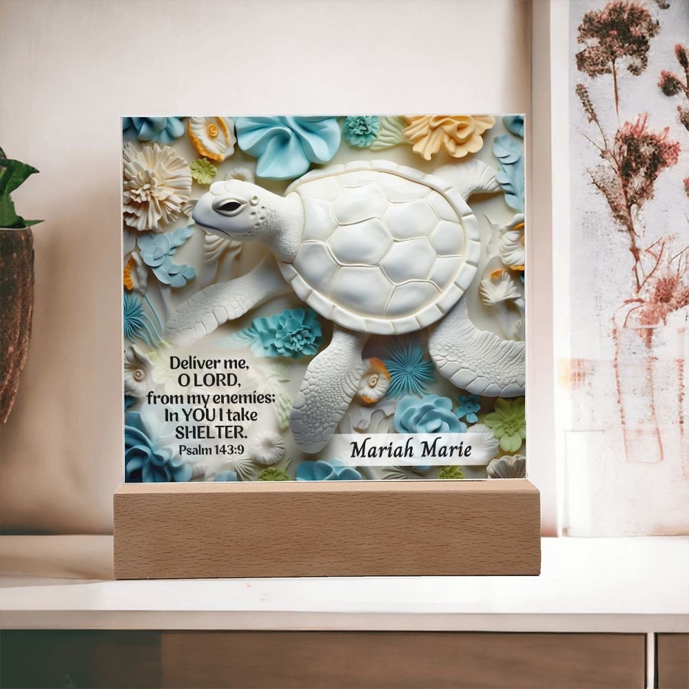 Bible Verse 3D Print Turtle Home Decorative Mini Acrylic Plaque ...