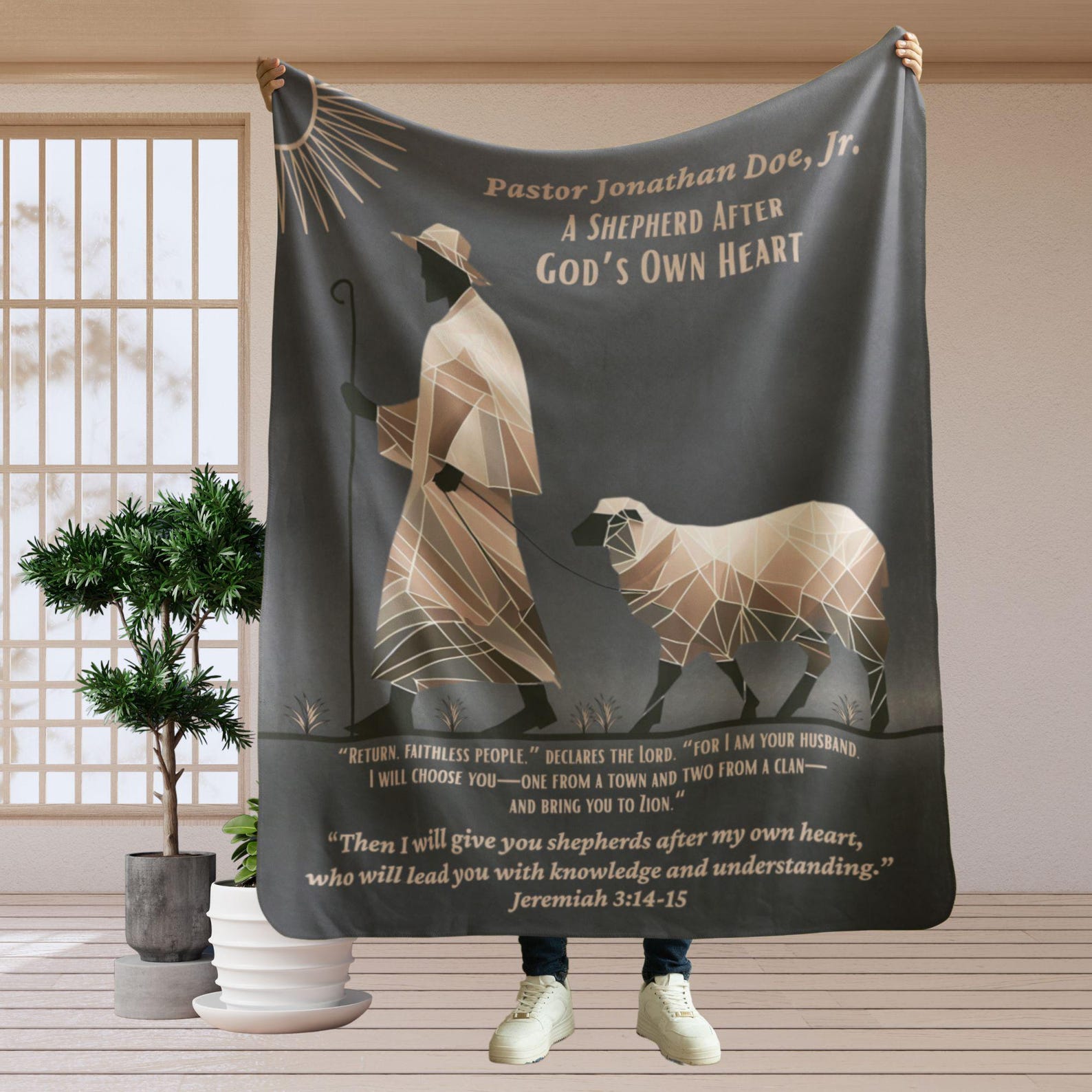 Pastor Appreciation Gift Blanket, Personalized Religious Sherpa Blanket ...