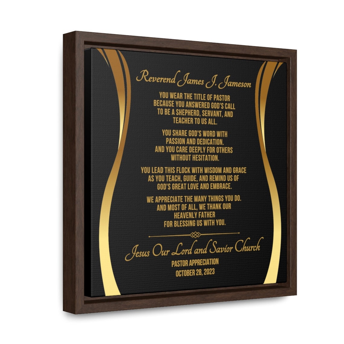 Custom Pastor Appreciation Or Anniversary Framed Canvas Wrap Etsy
