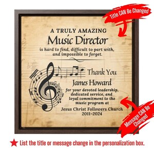 Amazing Music Director Appreciation Thank You Gift, Personalized Canvas ...