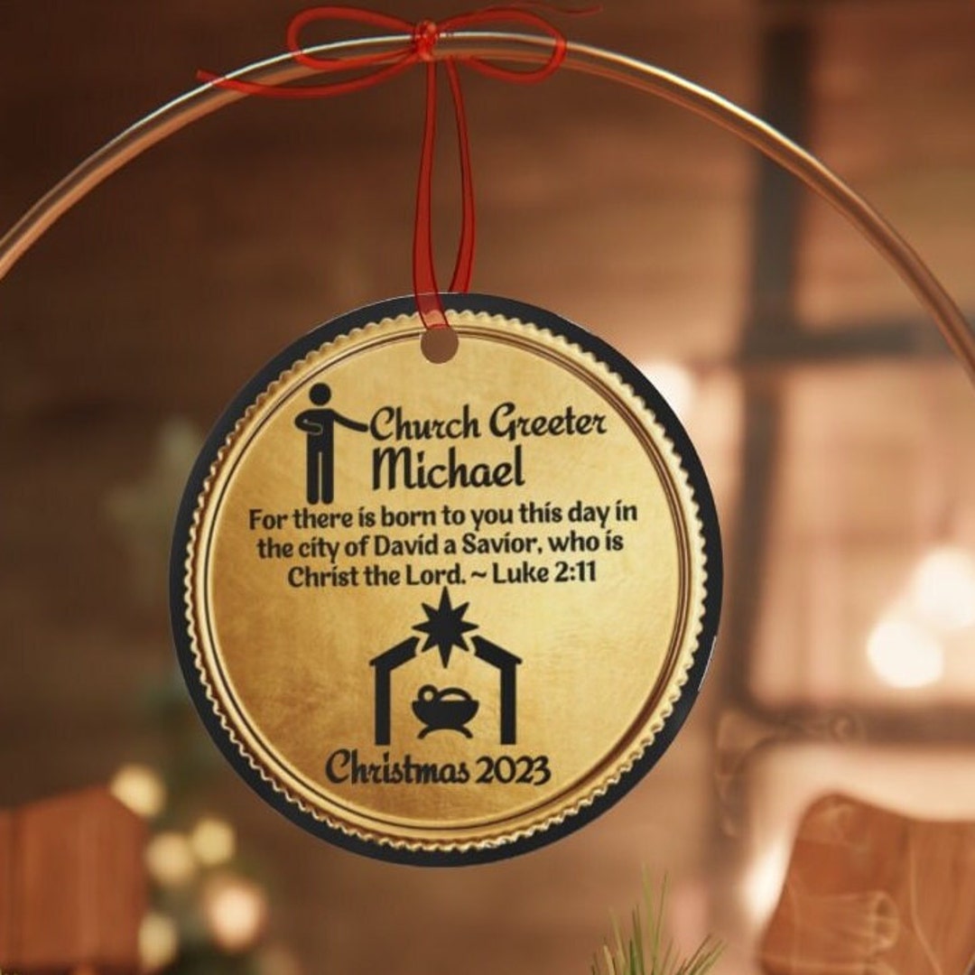 Church Usher Greeter Personalized Metal Christian Christmas Ornament ...