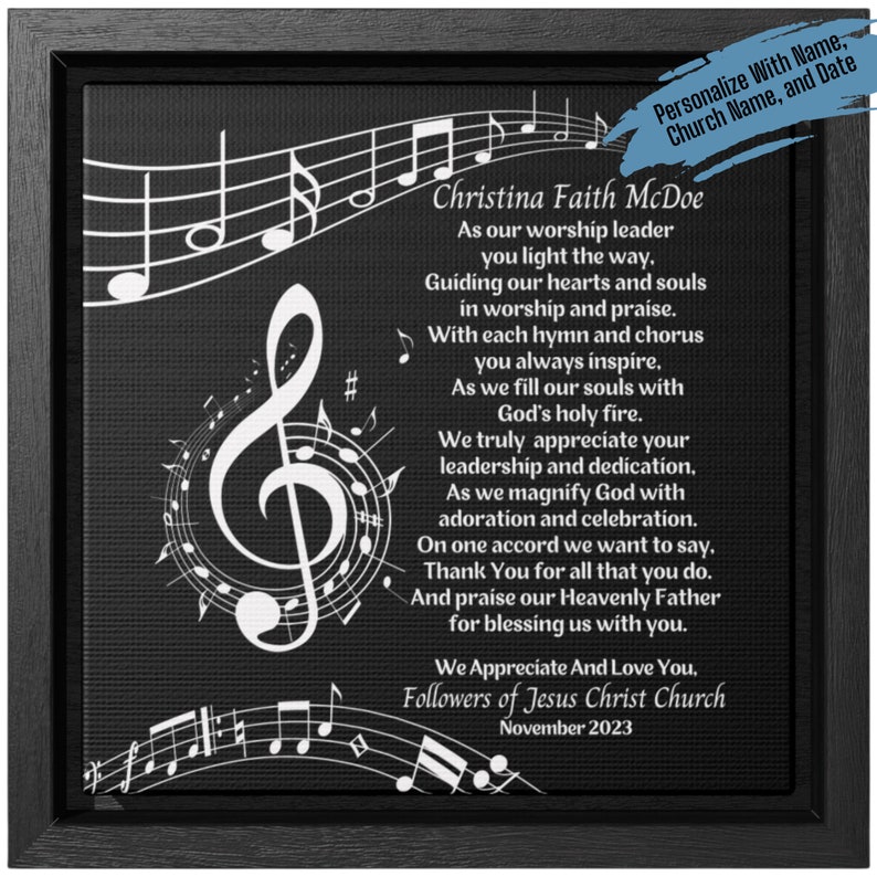 Worship Leader Appreciation Poem Musical Notes and Clef - Etsy