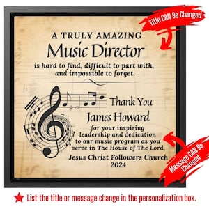 Amazing Music Director Appreciation Thank You Gift, Personalized Canvas ...
