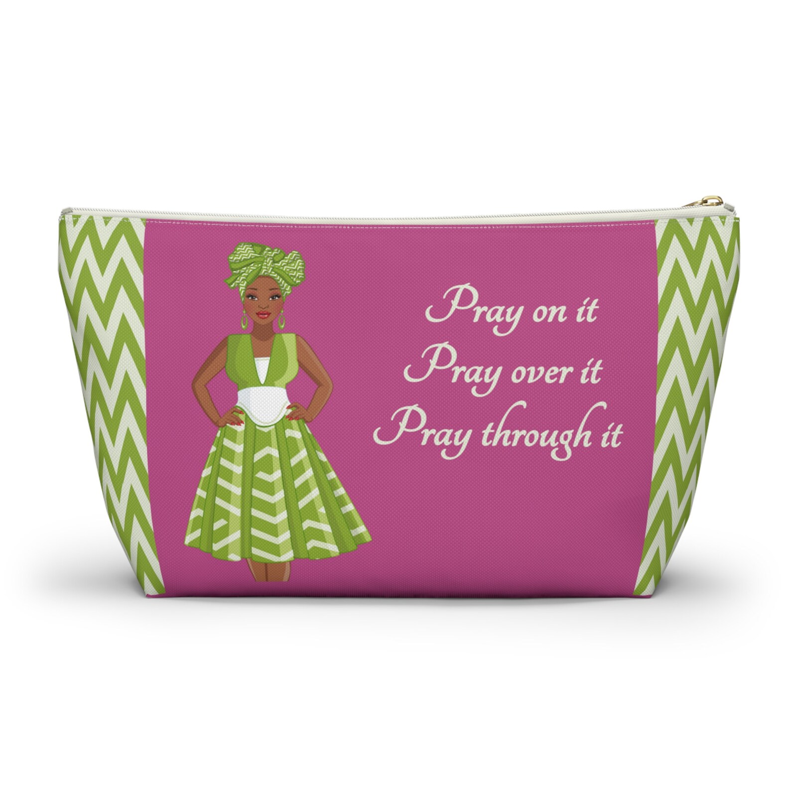African American Art Cosmetic Bag With Faith Inspired Christian Quote ...