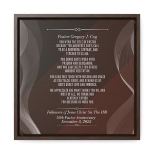 Pastor Appreciation Gift Christian Poem on Canvas Wrap in Frame ...