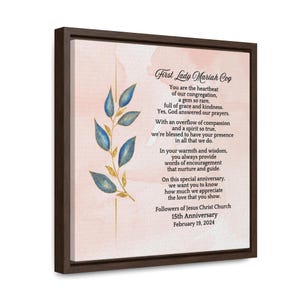 Pastor's Wife Gift Church Anniversary Framed Canvas Wrap With Poem ...