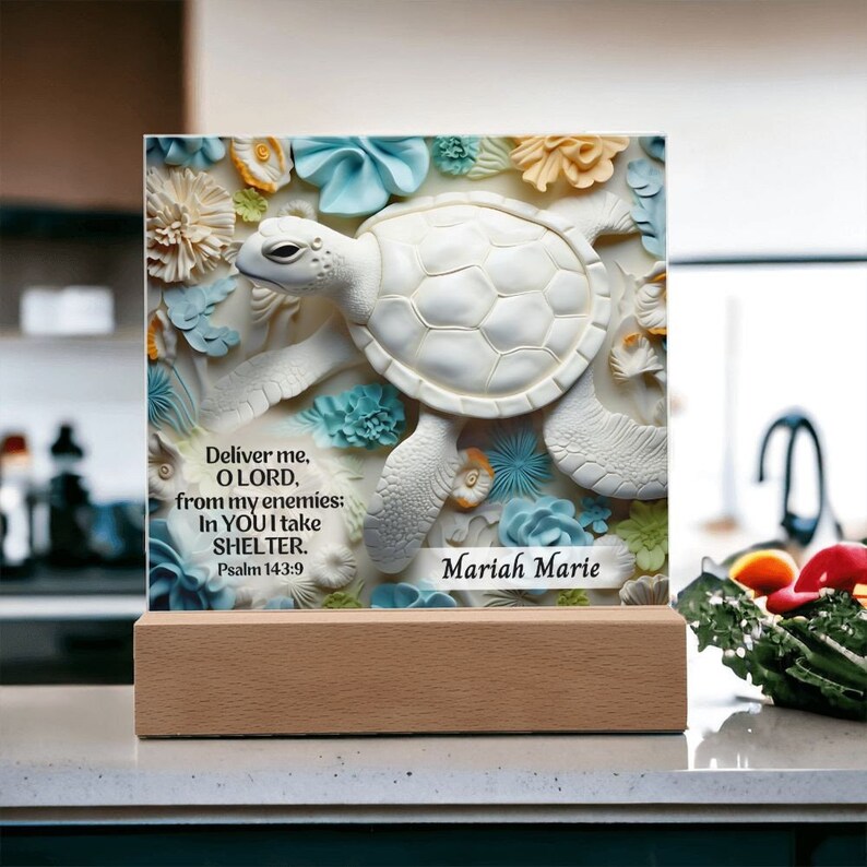 Bible Verse 3D Print Turtle Home Decorative Mini Acrylic Plaque ...