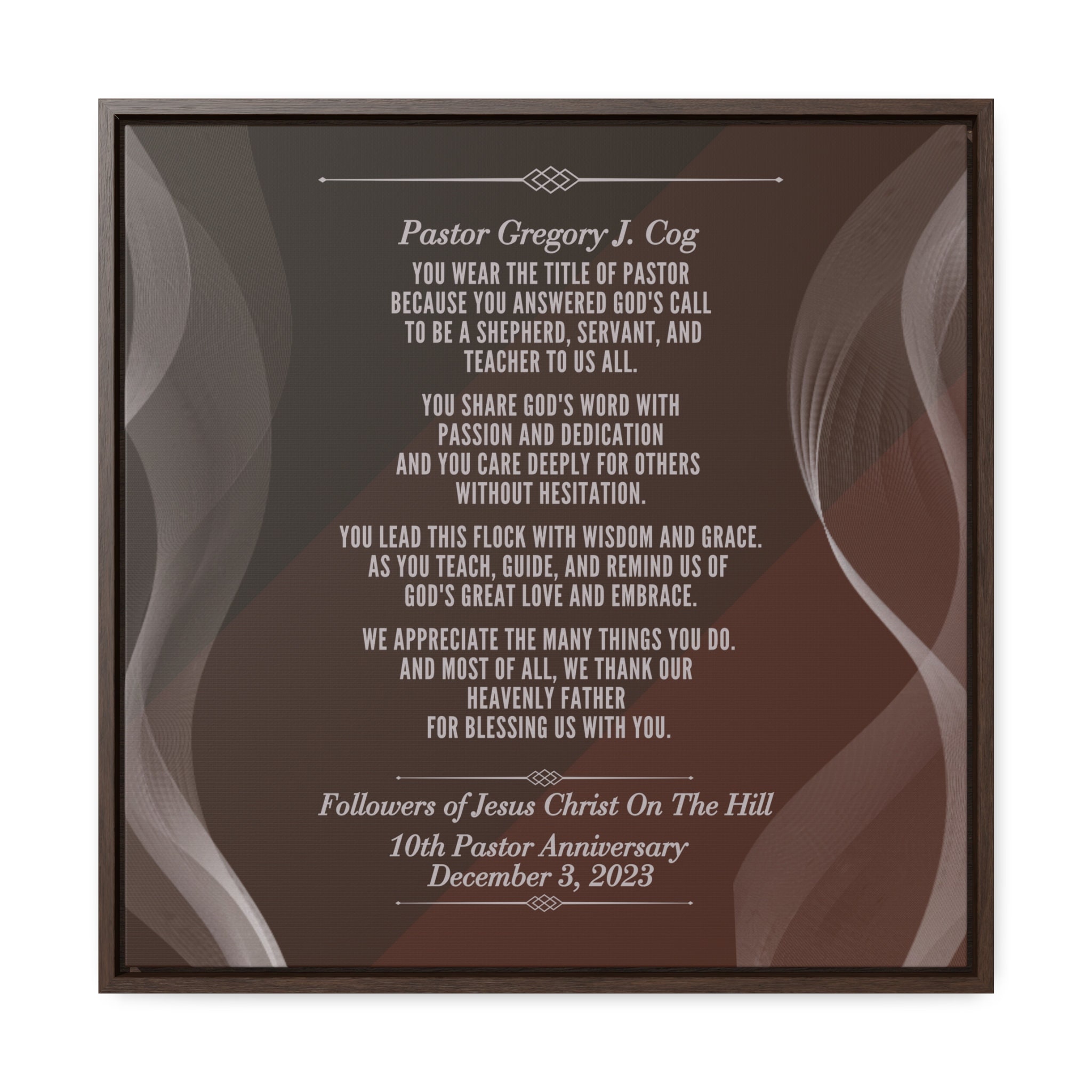 Pastor Appreciation Gift Christian Poem on Canvas Wrap in Frame You ...