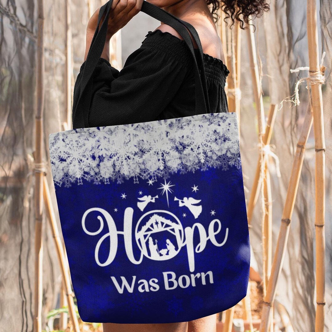 Nativity Scene Hope Was Born Inspirational Christmas Tote Bag ...