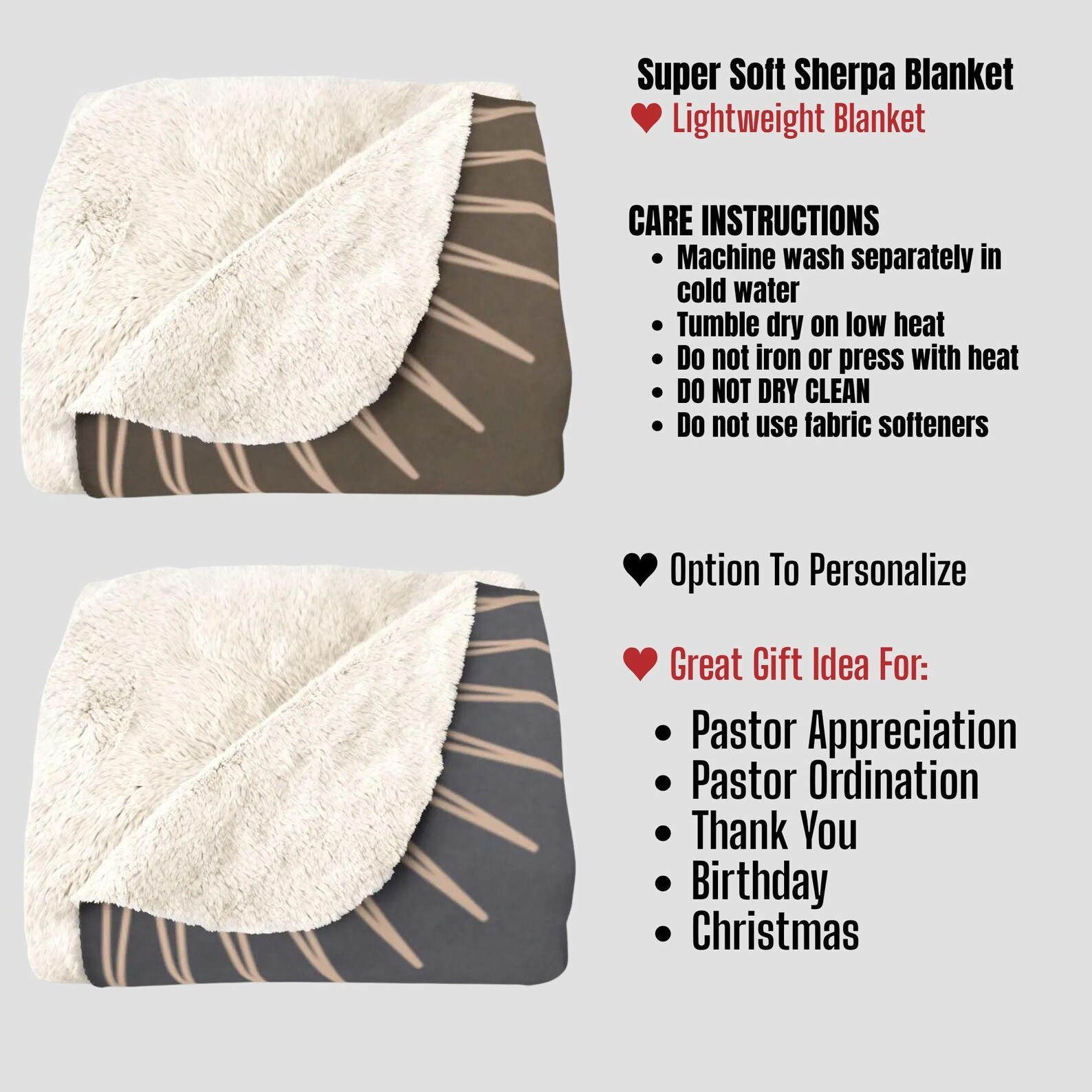 Pastor Appreciation Gift Blanket, Personalized Religious Sherpa Blanket ...