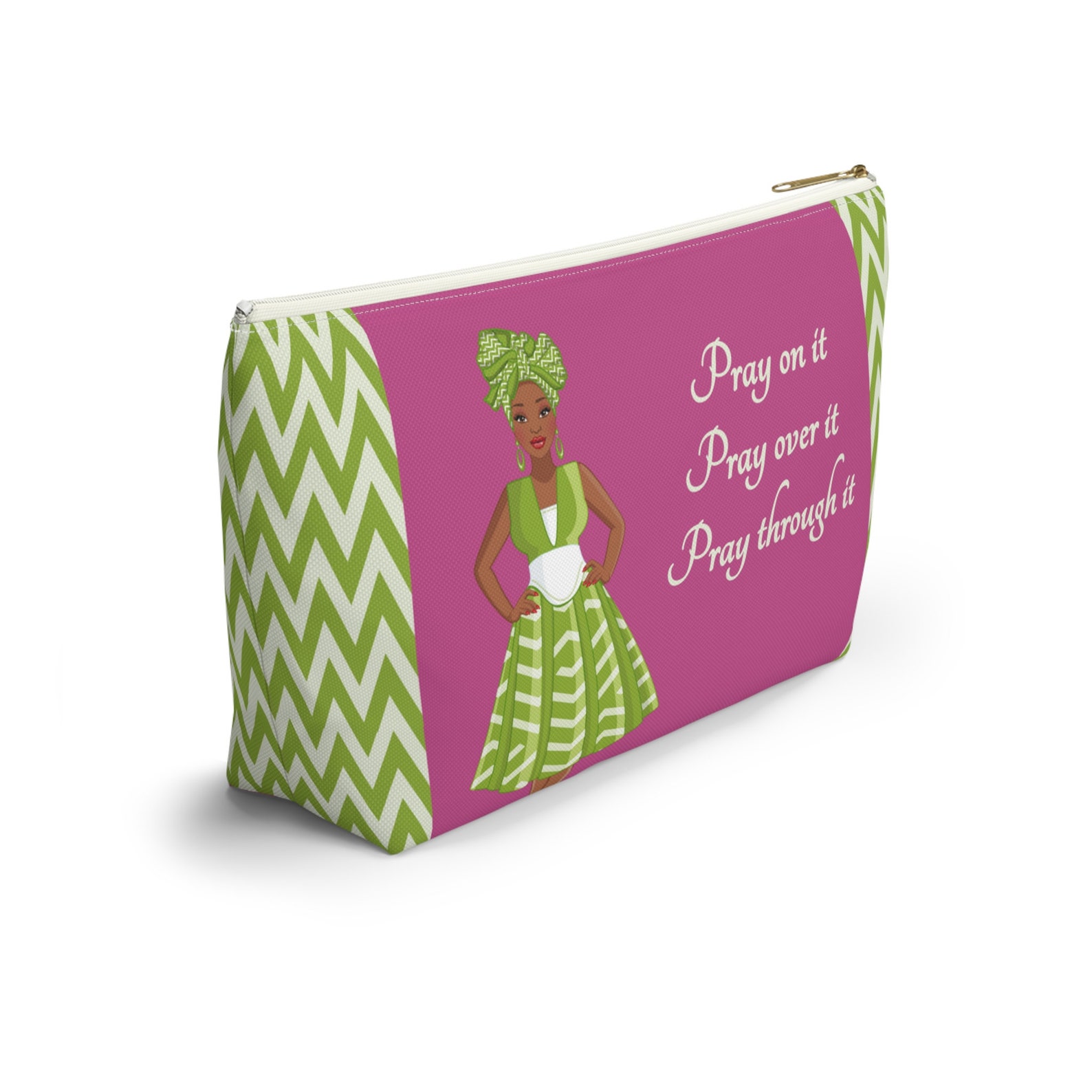 African American Art Cosmetic Bag With Faith Inspired Christian Quote ...