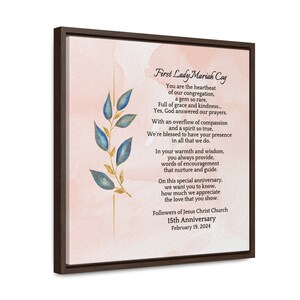 Pastor's Wife Gift, Church Anniversary Canvas Wrapped With Poem ...