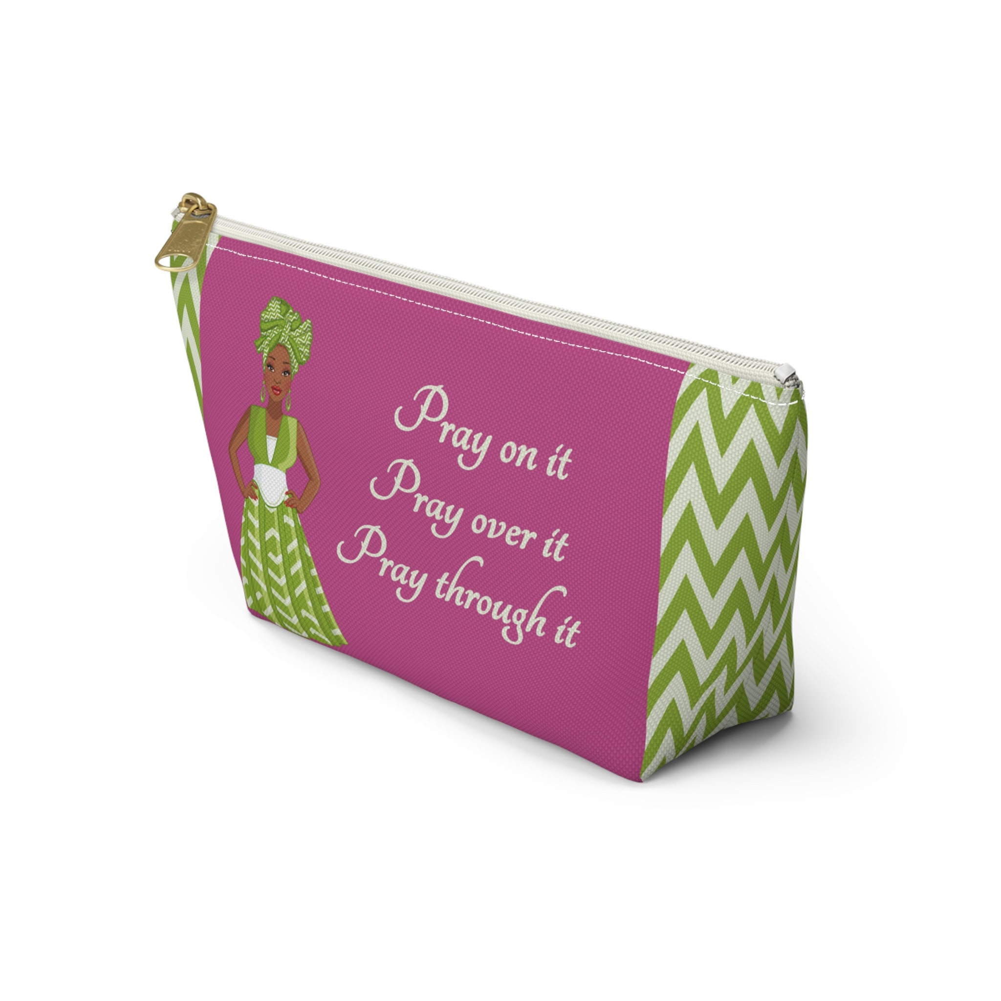 African American Art Cosmetic Bag With Faith Inspired Christian Quote ...