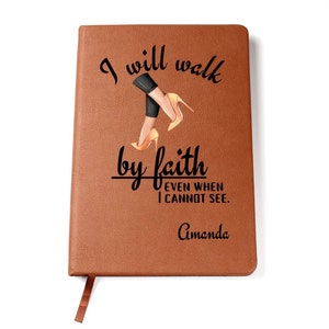 Personalized Walk by Faith Vegan Leather Journal for Women, Christian ...