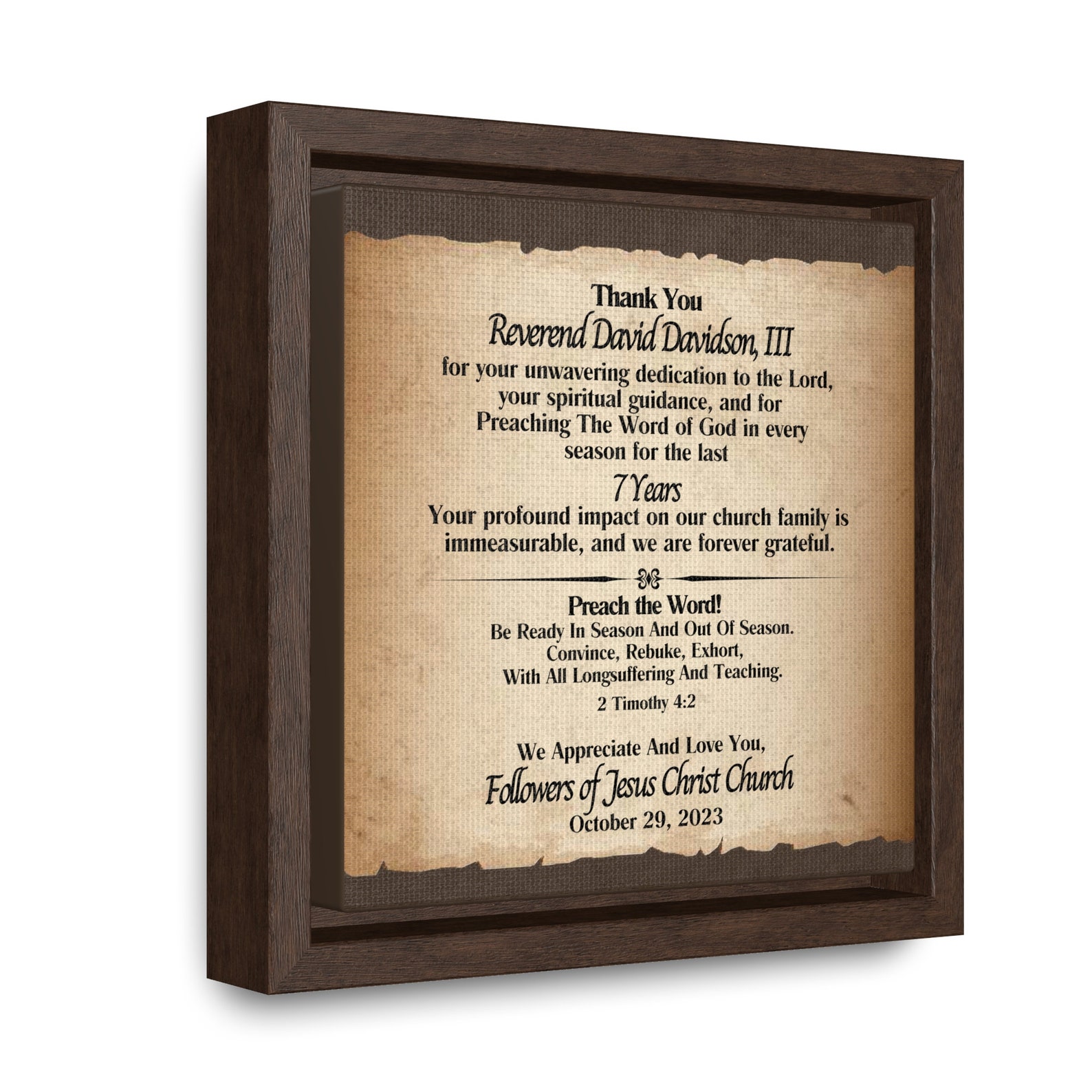 Thank You Pastor Appreciation Framed Canvas Wrap Wall Hanging Etsy