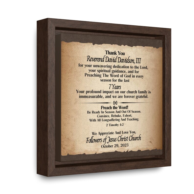 Thank You Pastor Appreciation Framed Canvas Wrap Wall Hanging - Etsy