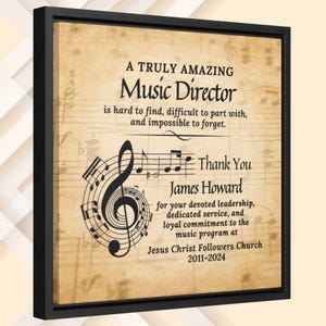 Amazing Music Director Appreciation Thank You Gift, Personalized Canvas ...