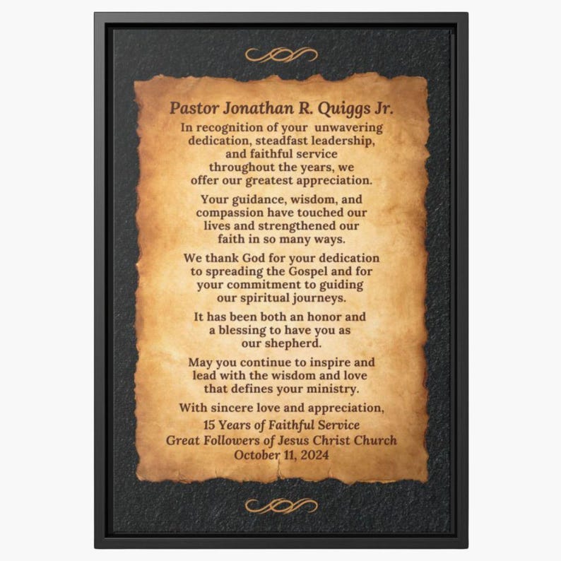 Pastor Appreciation Canvas Wall Art for Retirement Anniversary or Thank ...