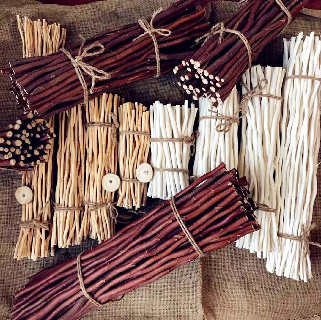 10 Stems Real Nature/white Wood Stick Decor Dried Willow for - Etsy
