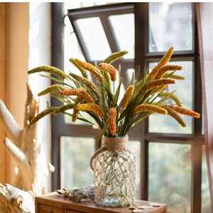 Handmade Faux Dried Flower, Artificial Dried Millet Bouquet, Vase ...