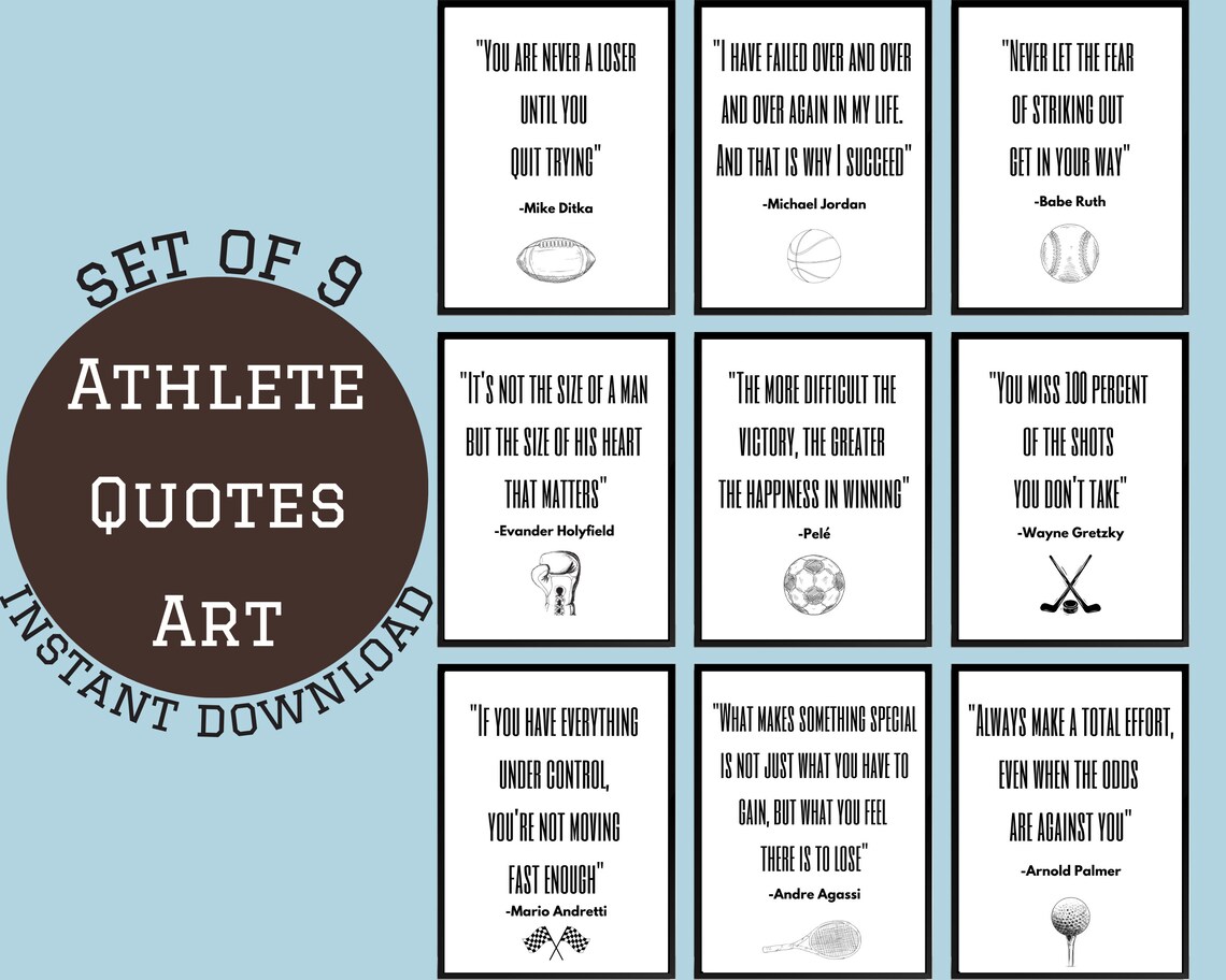 Famous Athlete Quotes Wall Art Motivational Sports Quotes - Etsy