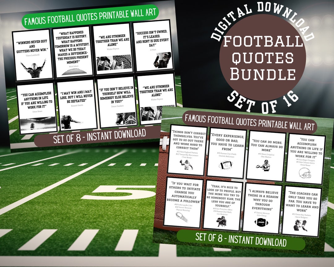 Football Quotes Printable Art Bundle | Professional Athlete Quotes ...
