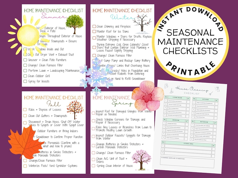 Home Maintenance Checklist | Spring Cleaning Checklist | Seasonal ...