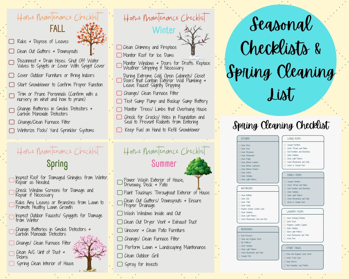 Spring Home Maintenance Checklist | Spring Cleaning List | Seasonal ...