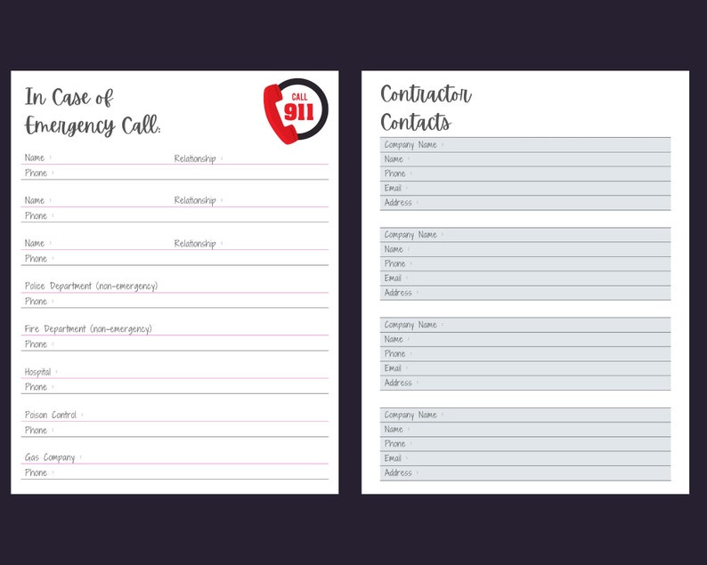 Home Maintenance Binder | Household Management Binder | Emergency ...